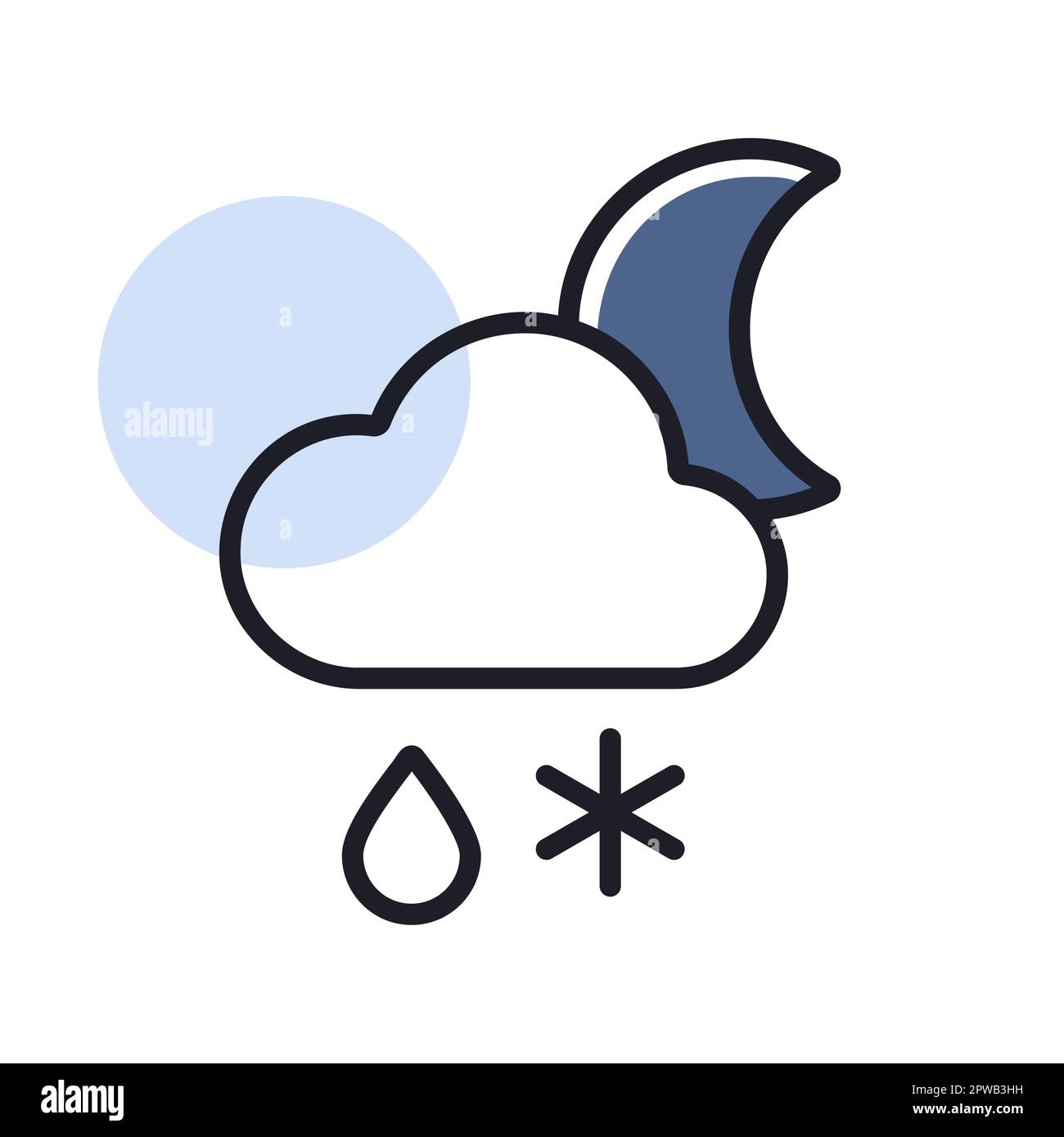 Cloud with snow and rain moon icon. Weather sign Stock Vector Image ...