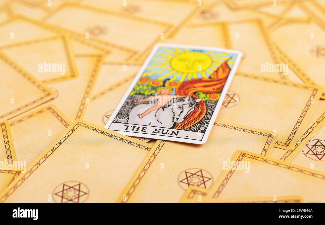 Lodz Poland April 15 2023 The Sun, major positive arcana on tarot cards ...