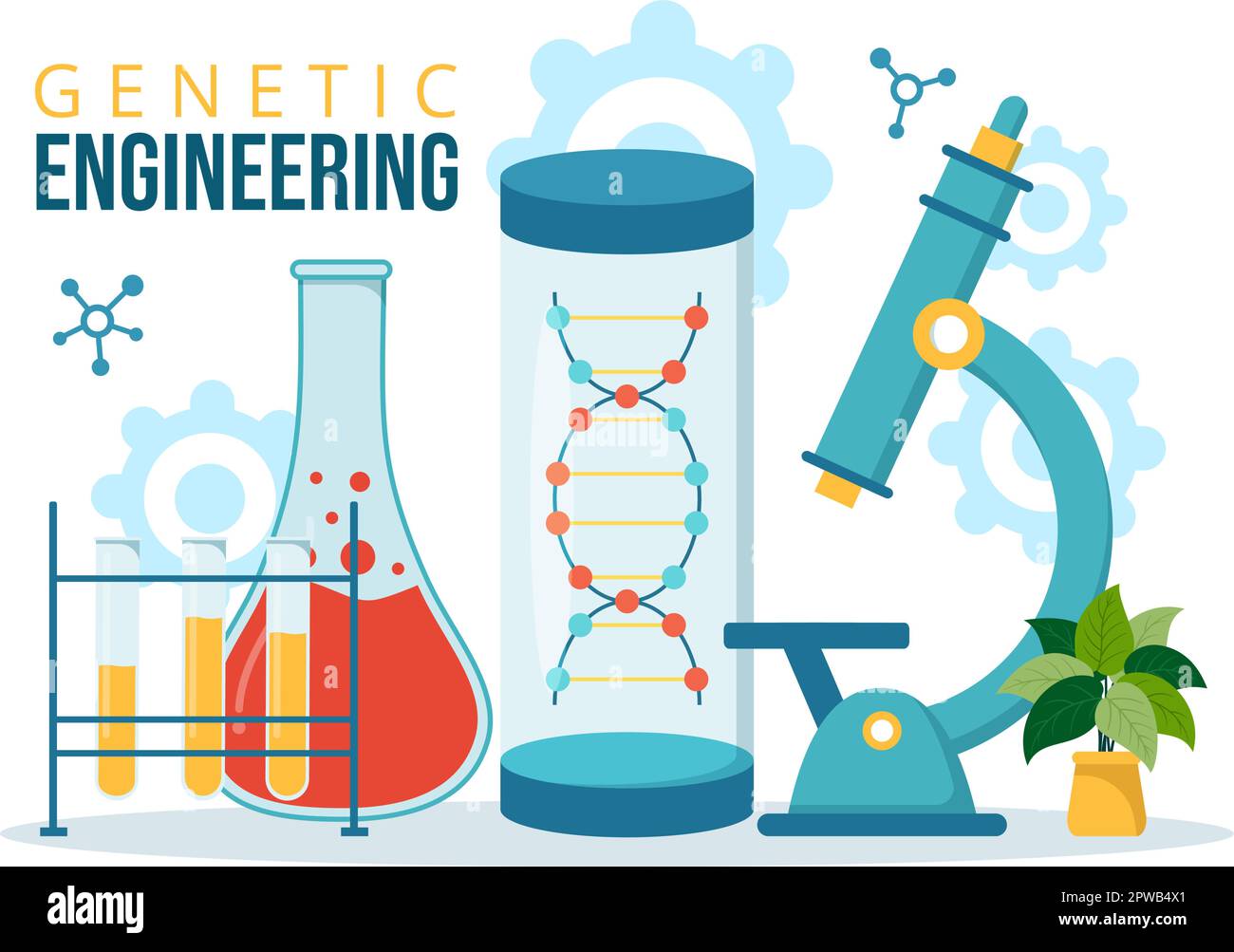 Genetic Engineering and DNA Modifications Illustration with Genetics ...