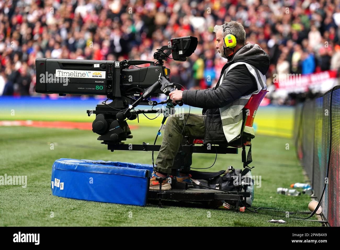 General view of a television camera and operator during the Emirates FA ...