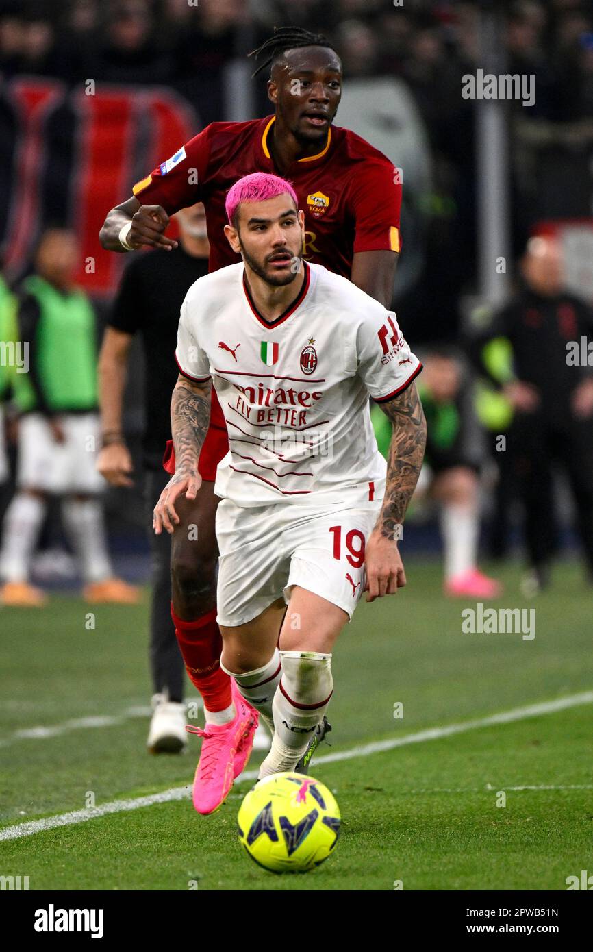 Rome, Italy. 29th Apr, 2023. Theo Hernandez of AC Milan and Tammy ...