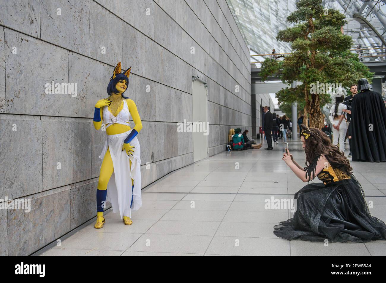 Visitor in cosplay costume poses for photos during the Leipzig Book ...