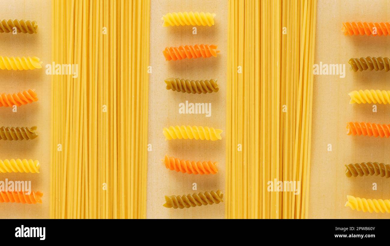 Italian raw pasta, different types and shapes of pasta. Italian food ...