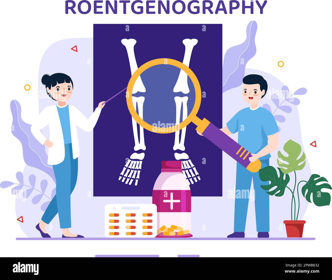 Roentgenography Illustration with Fluorography Body Checkup Procedure ...