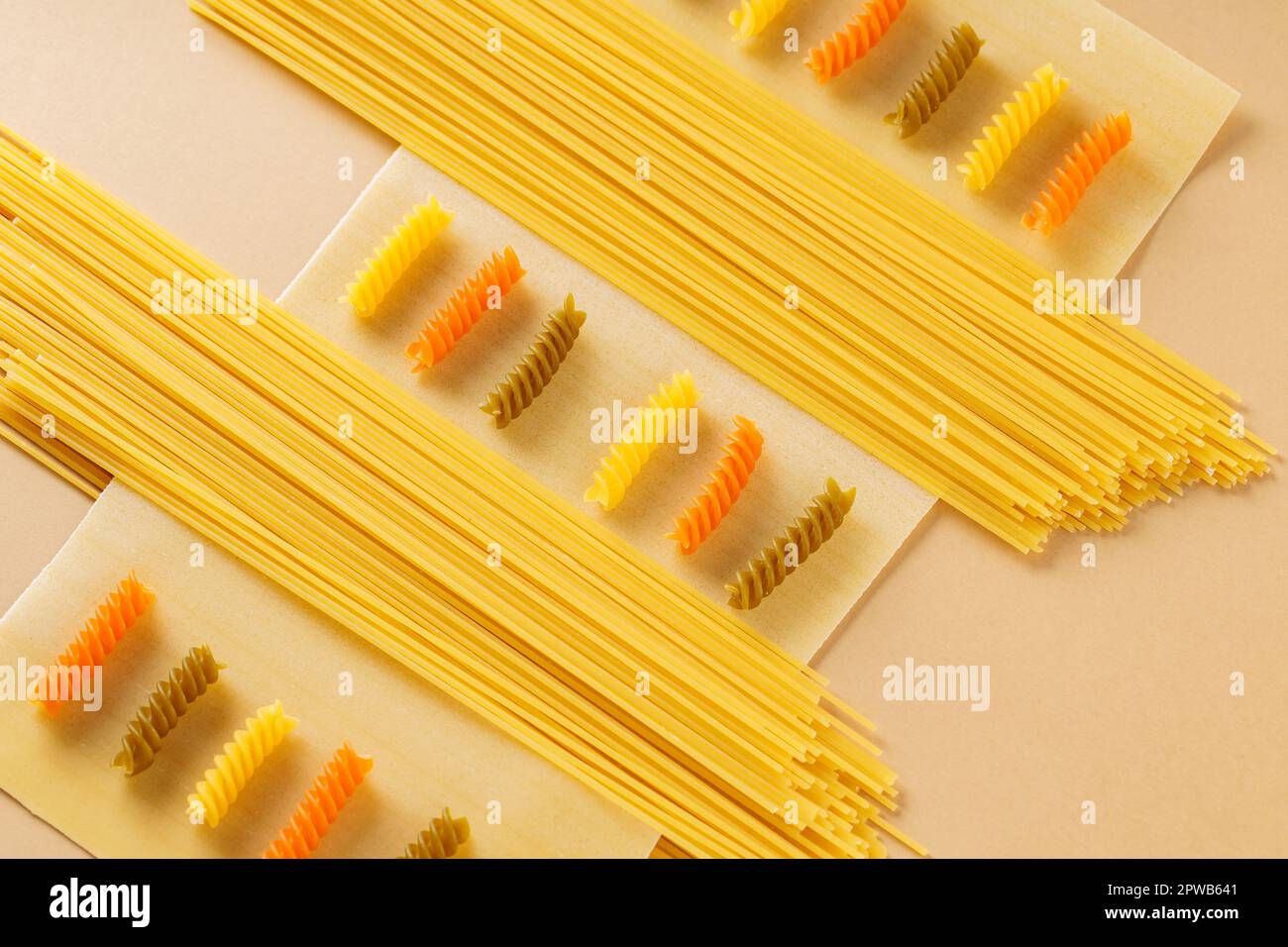 Italian raw pasta, different types and shapes of pasta. Italian food ...