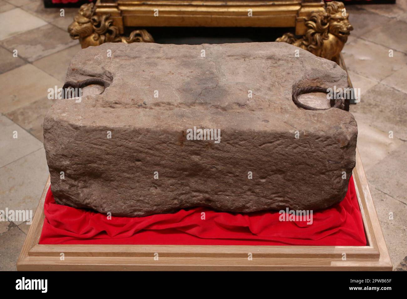 The Stone of Destiny is seen during a welcome ceremony ahead of the ...