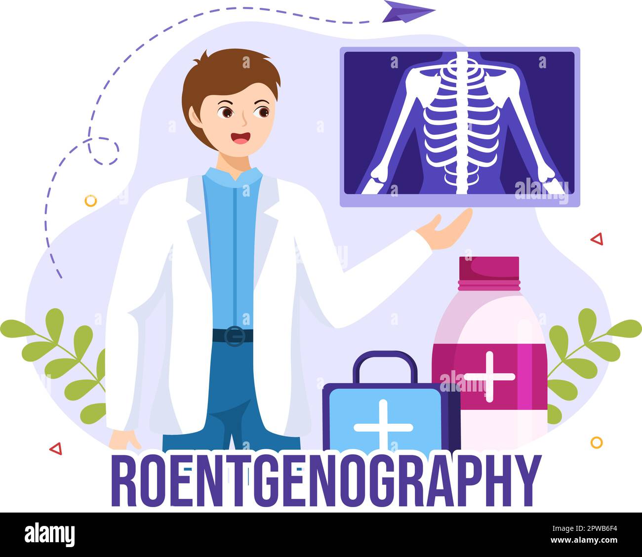 Roentgenography Illustration with Fluorography Body Checkup Procedure ...