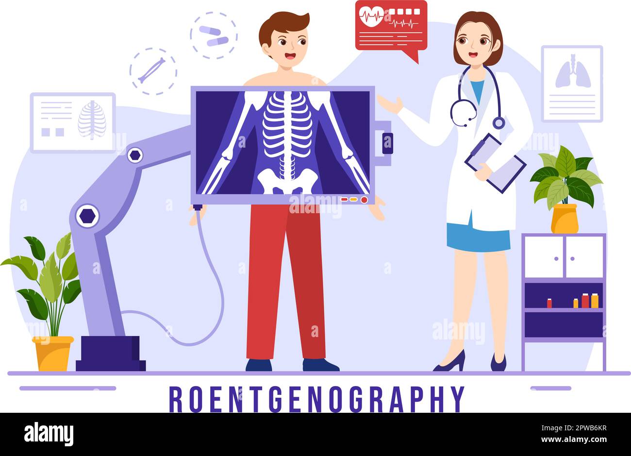 Roentgenography Illustration with Fluorography Body Checkup Procedure ...