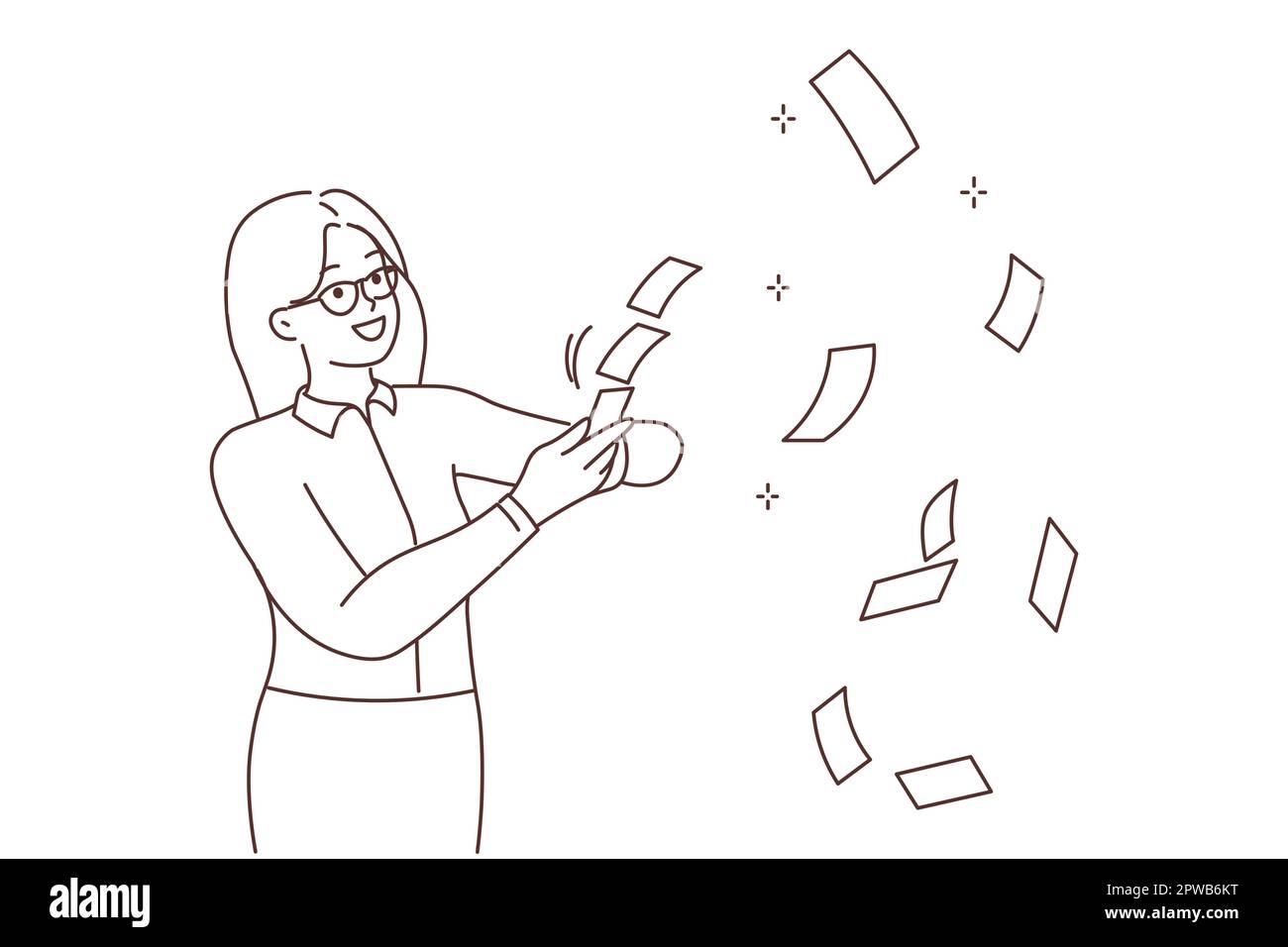 Successful businesswoman throw money in air Stock Vector Image & Art ...