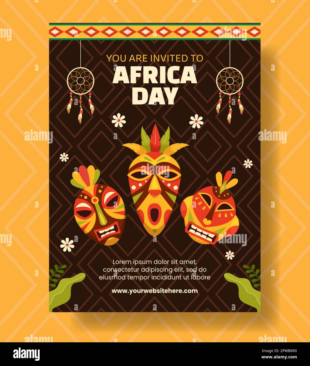Happy Africa Day Vertical Poster Flat Cartoon Hand Drawn Templates ...