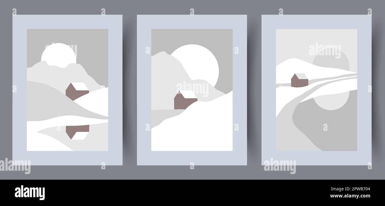 Abstract figures aesthetic shapes wall art print Stock Vector Image ...