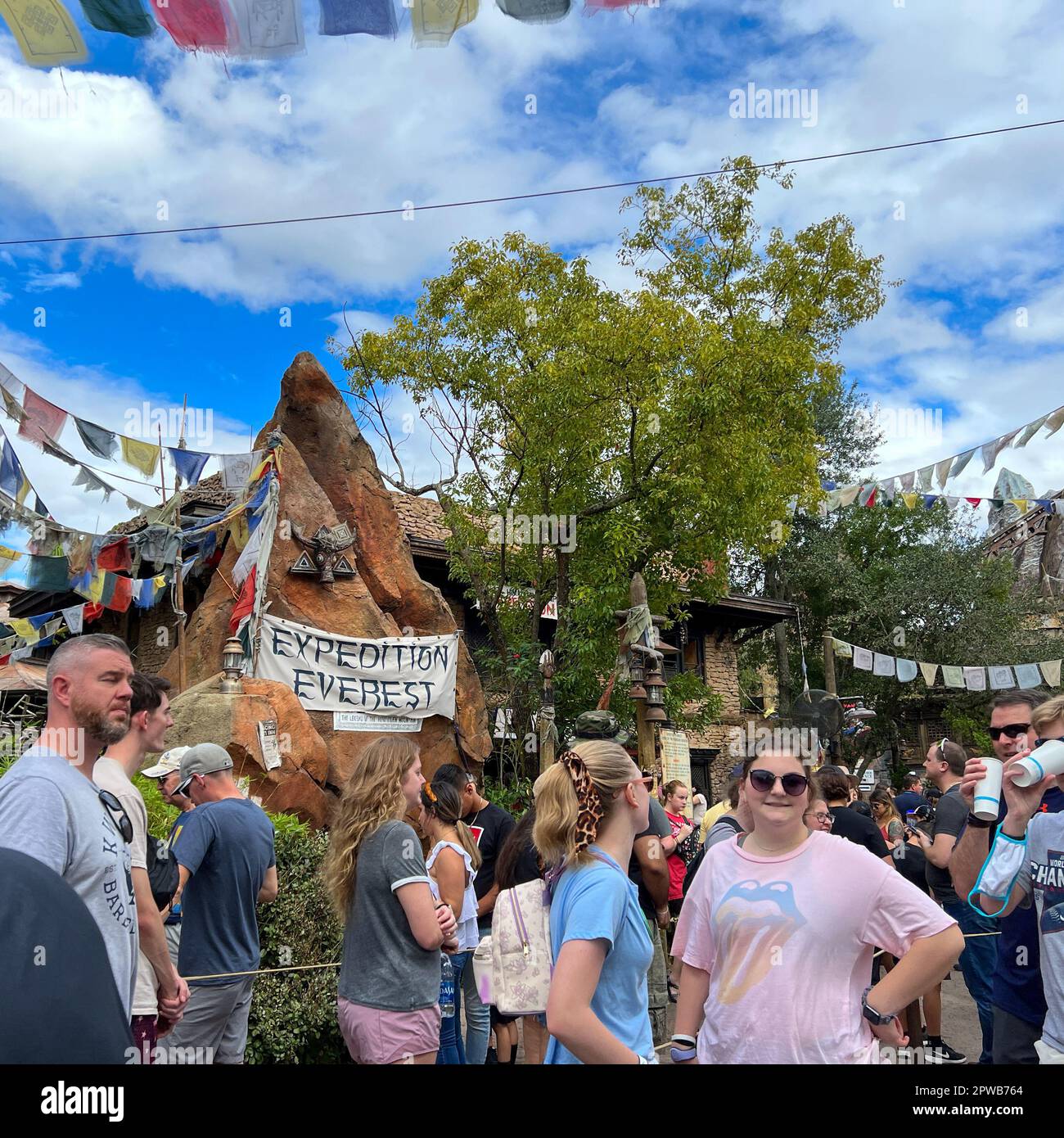 Orlando, FL USA - December 13, 2021: People waiting in line for the ...