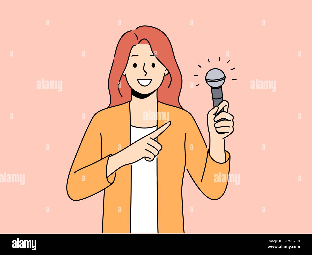 Microphone in hand happy Stock Vector Images - Alamy