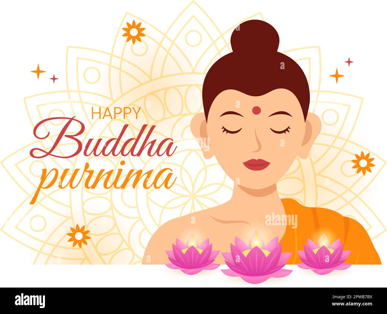 Happy Buddha Purnima Illustration with Vesak Day or Indian Festival to ...