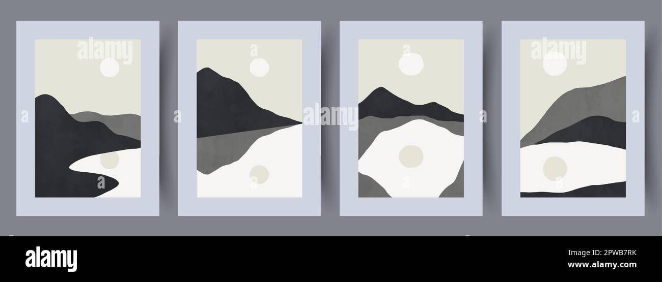 Abstract figures aesthetic shapes wall art print Stock Vector Image ...