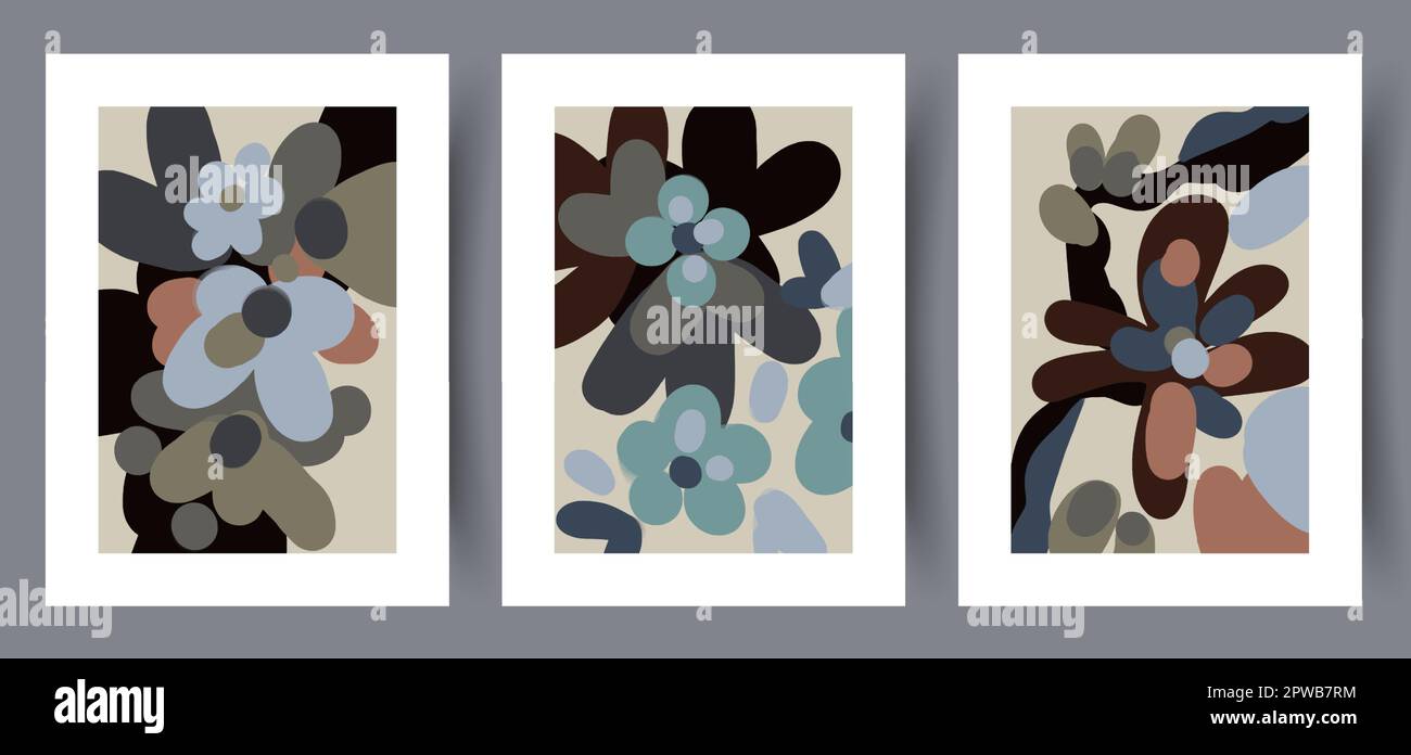 Abstract figures aesthetic shapes wall art print Stock Vector Image ...