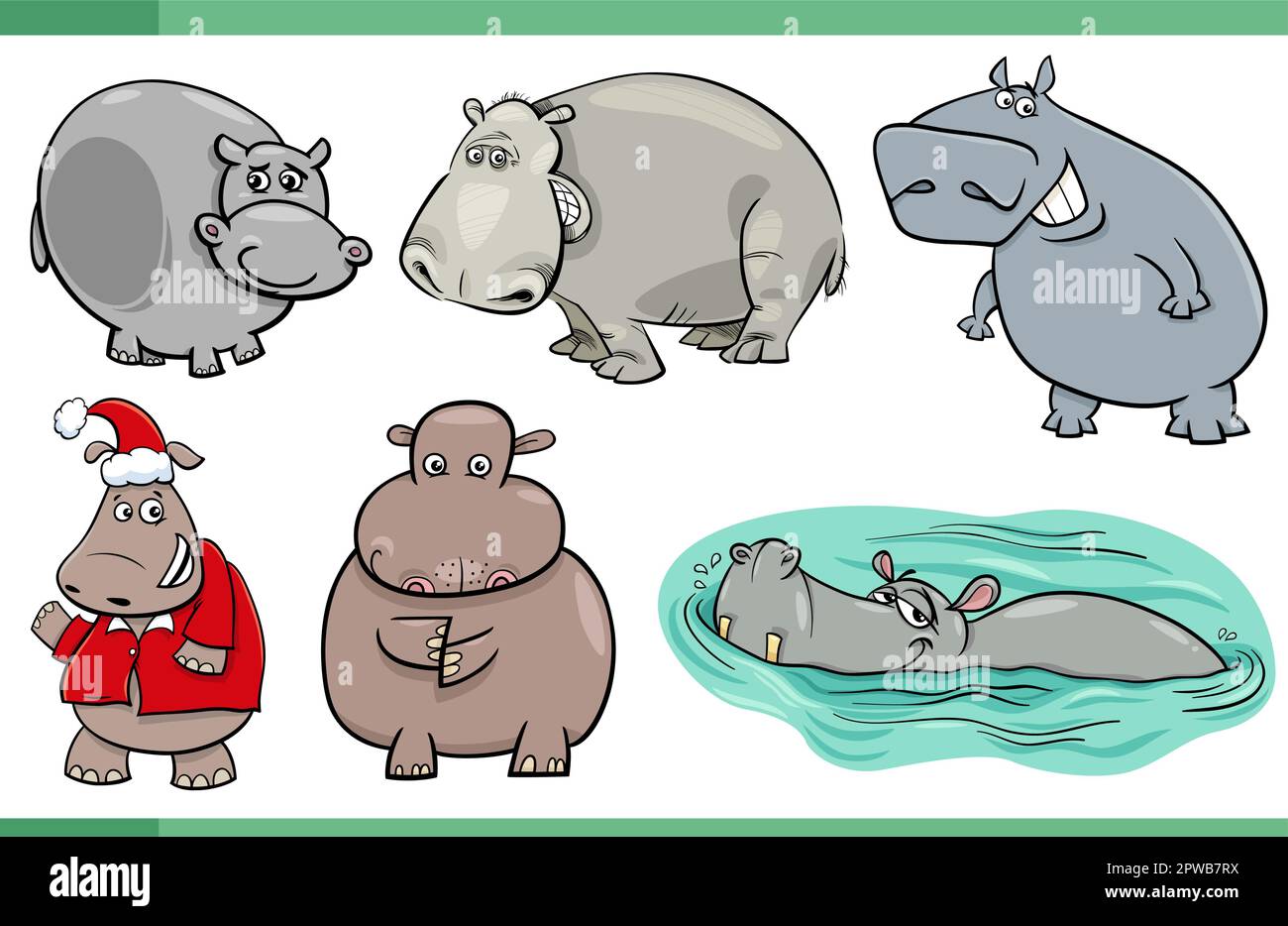 cartoon happy hippos comic animal characters set Stock Vector Image ...