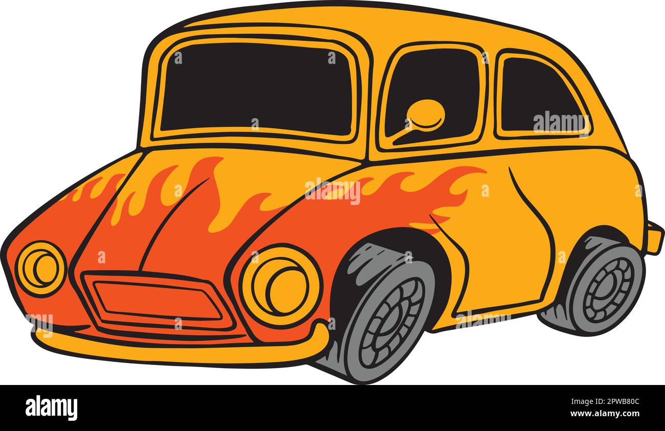 Cartoon car with fire vehicle design element automobile toy Stock ...