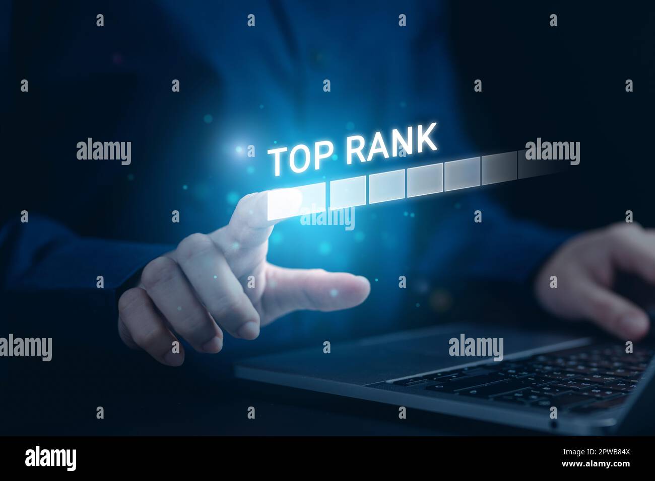 Increase ranking concept, Businessman with top rank of his company or ...