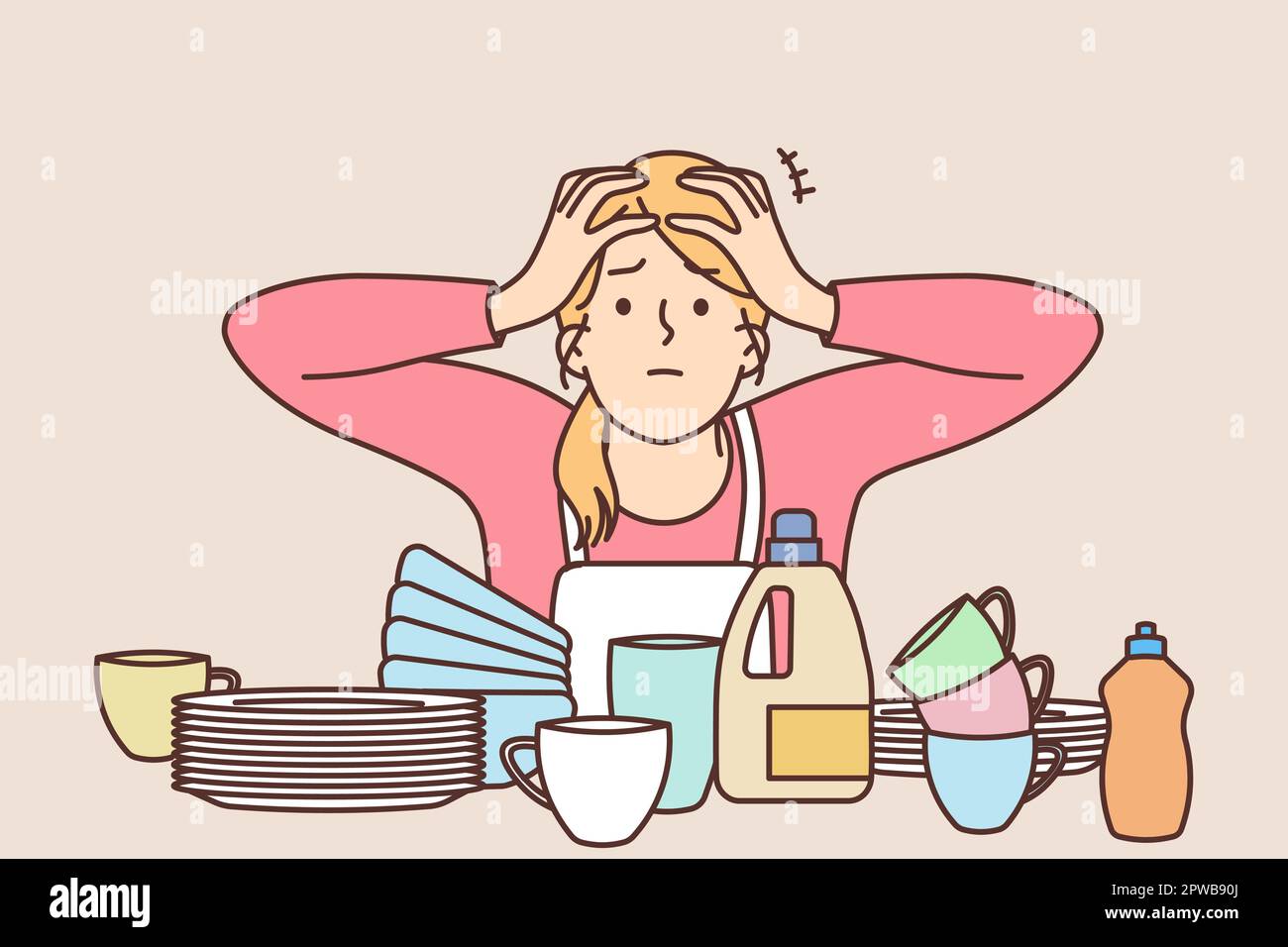 Woman piles housework Stock Vector Images - Alamy
