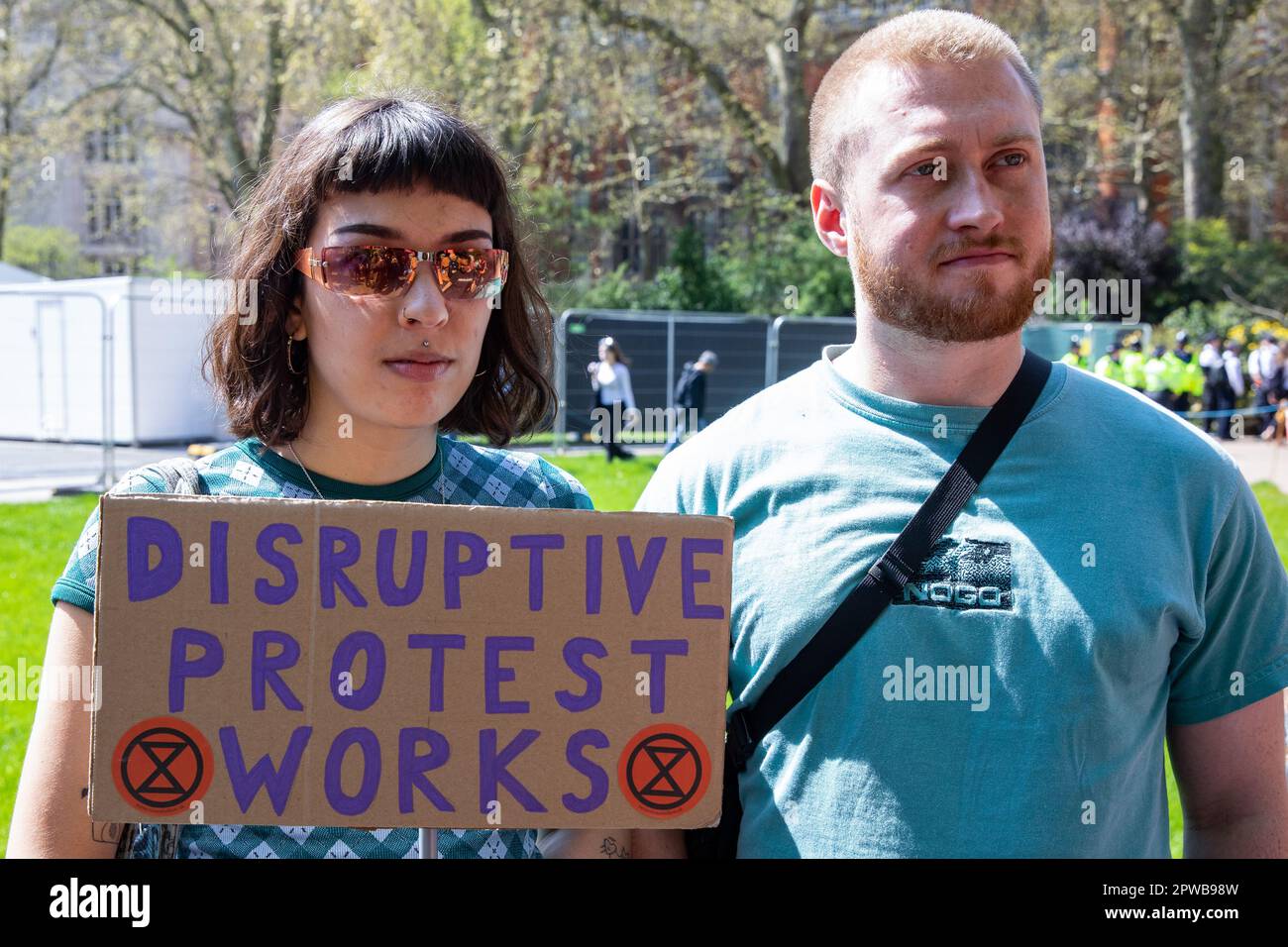 London, UK. 29th April, 2023. Just Stop Oil climate activists assemble ...