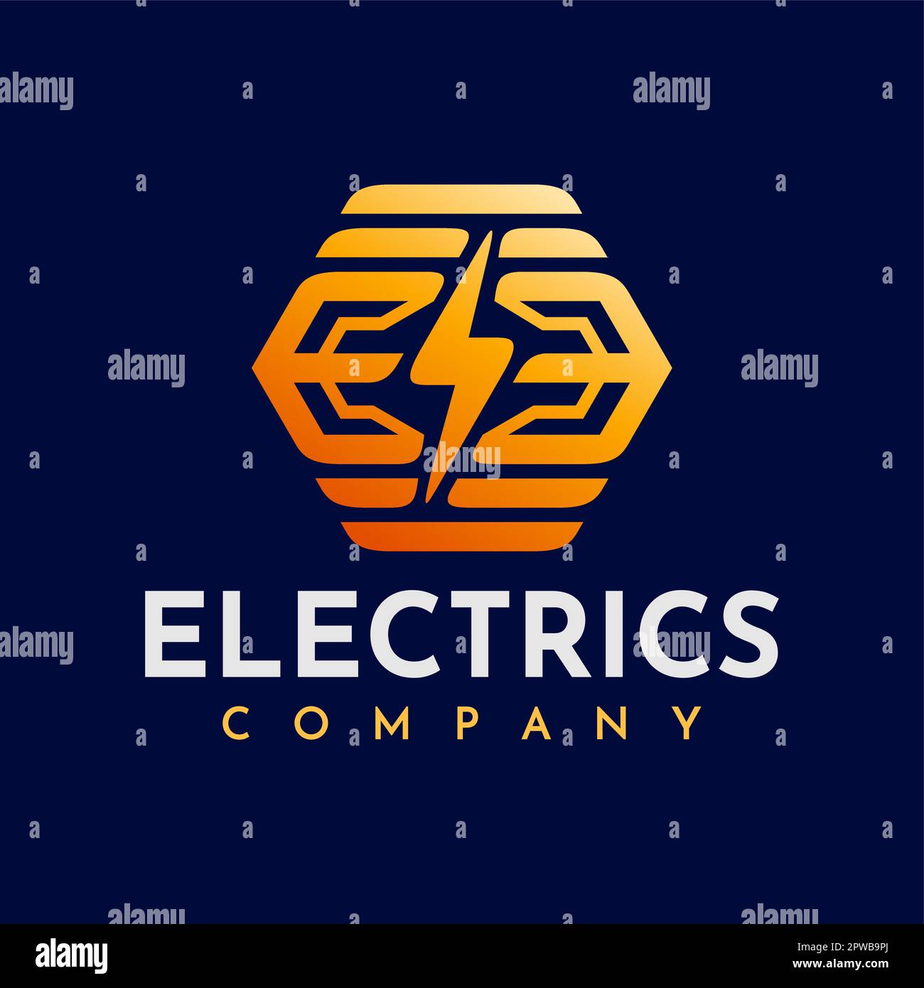 Orange electrical letter EE logo design vector. Modern thunder initial ...