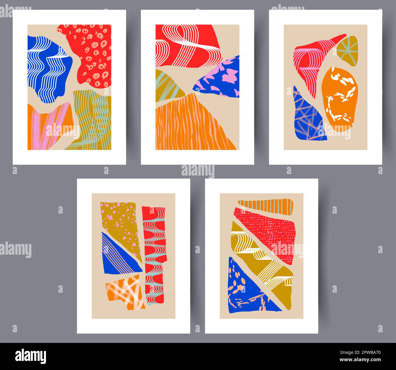 Abstract figures aesthetic shapes wall art print Stock Vector Image ...