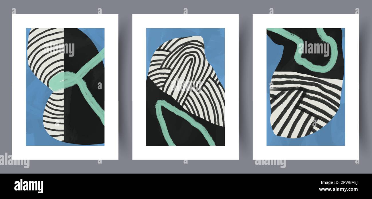 Abstract figures aesthetic shapes wall art print Stock Vector Image ...