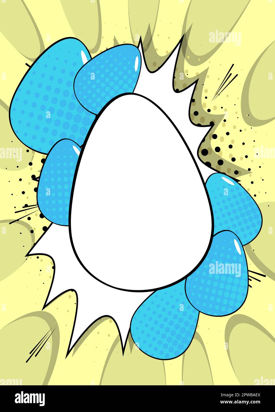 Comic Book White Easter on pastel green, yellow and blue background ...