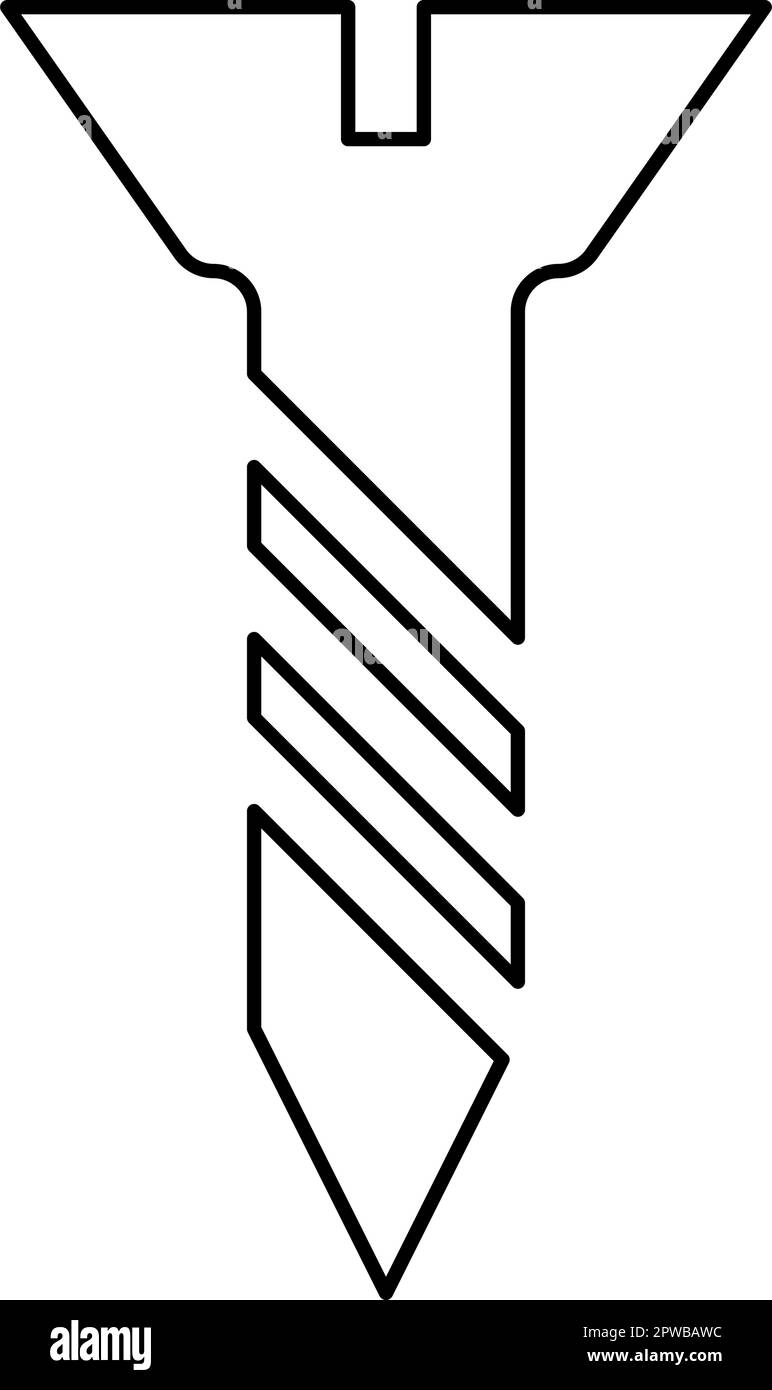 Screw metal wood contour outline line icon black color vector ...