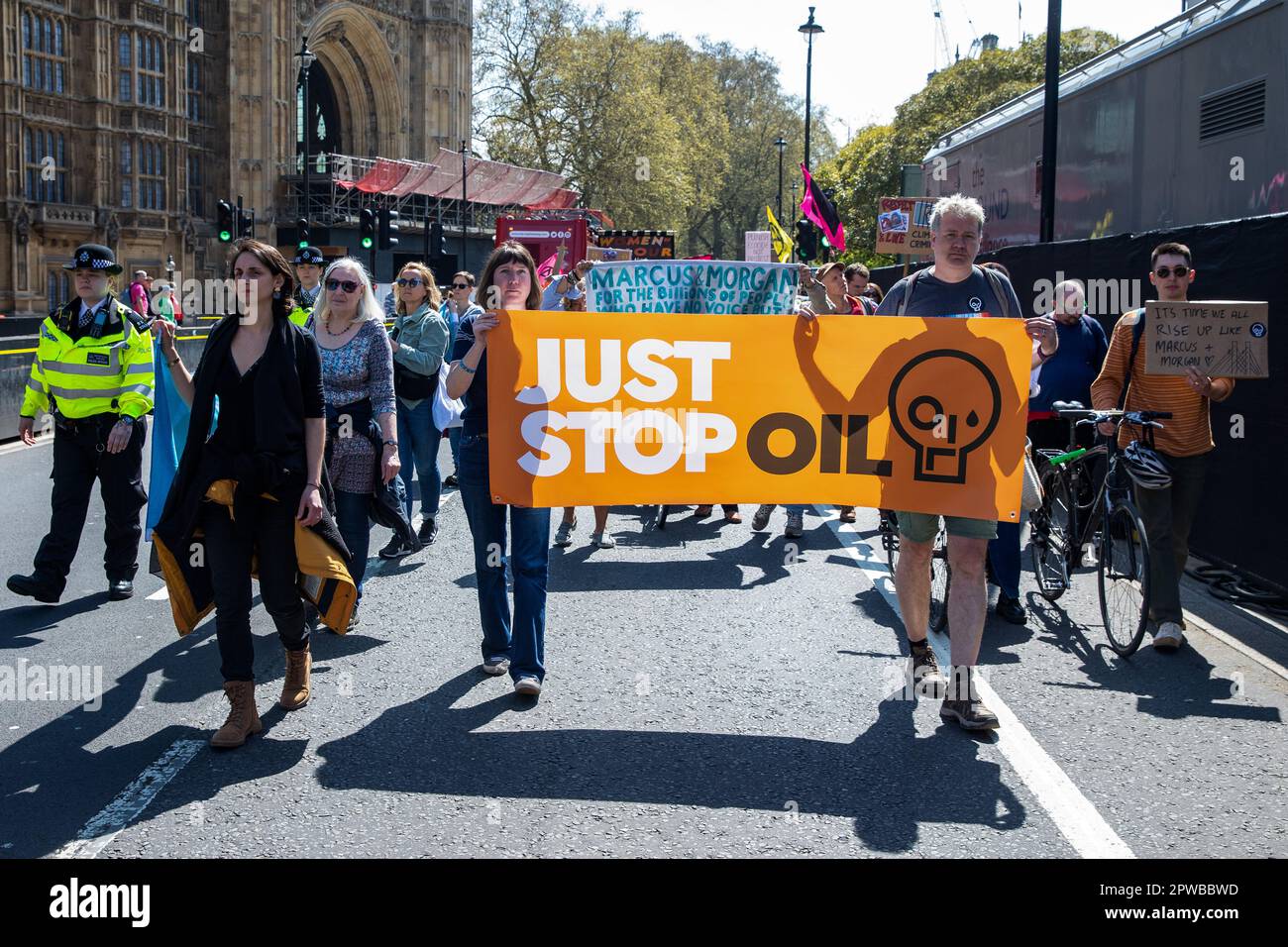 London, UK. 29th April, 2023. Climate activists from Just Stop Oil ...