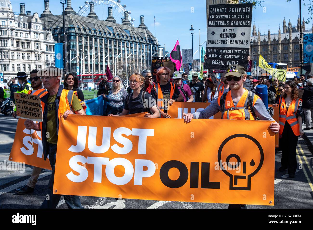 London, UK. 29th April, 2023. Climate activists from Just Stop Oil ...