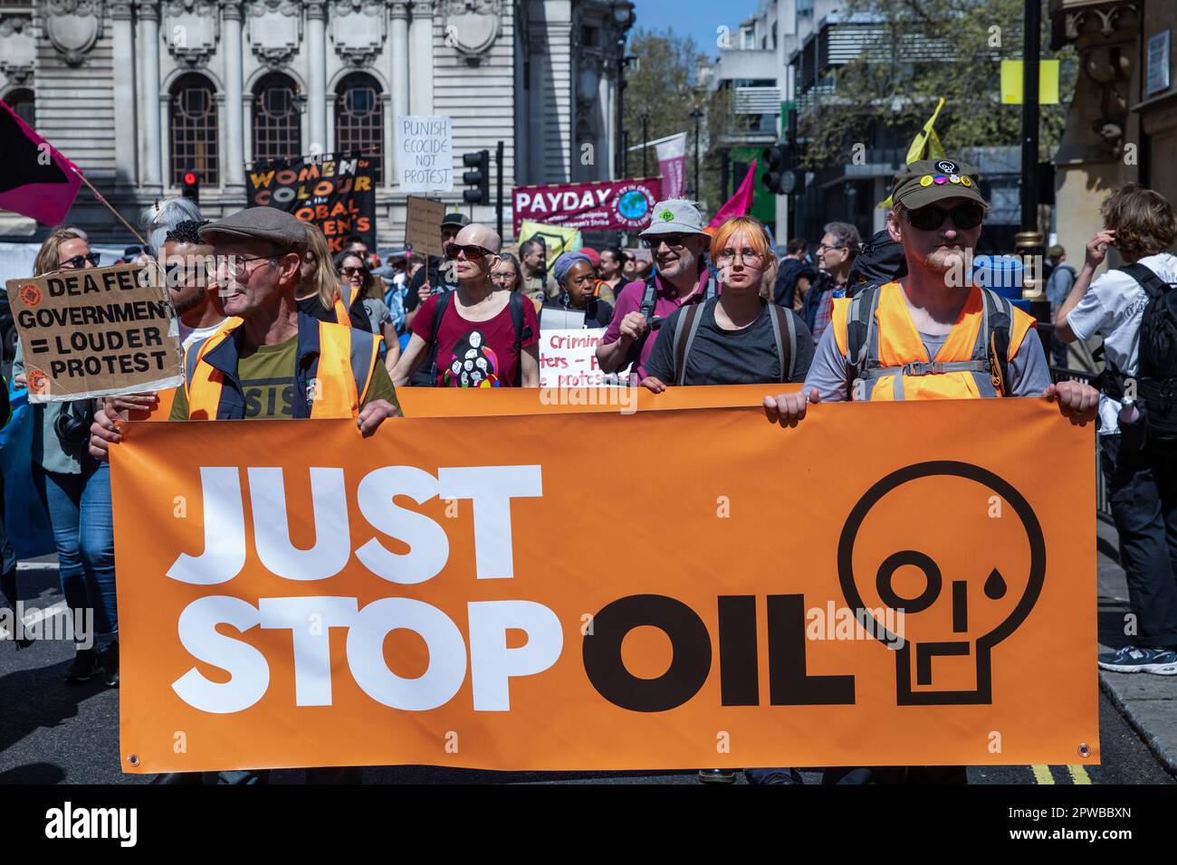London, UK. 29th April, 2023. Climate activists from Just Stop Oil ...