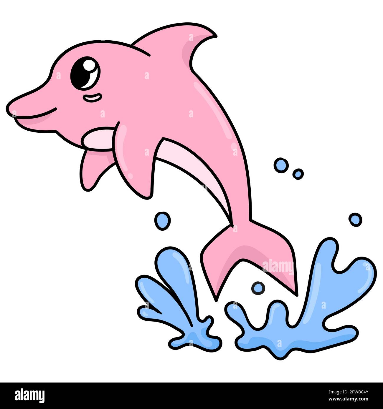 Cute Baby Pink Dolphins Jumping