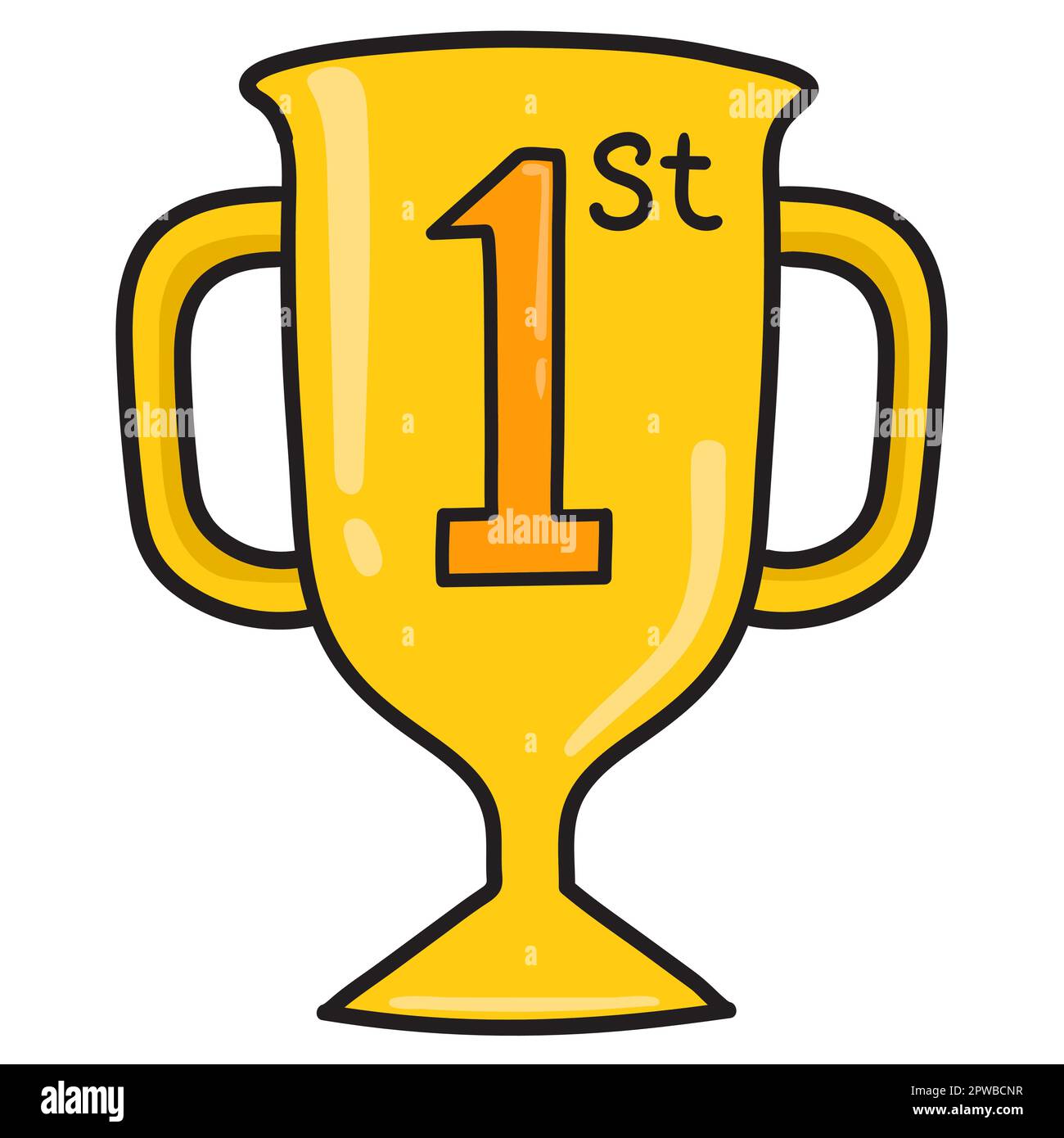 first prize gold trophy doodle kawaii. doodle icon image Stock Vector ...
