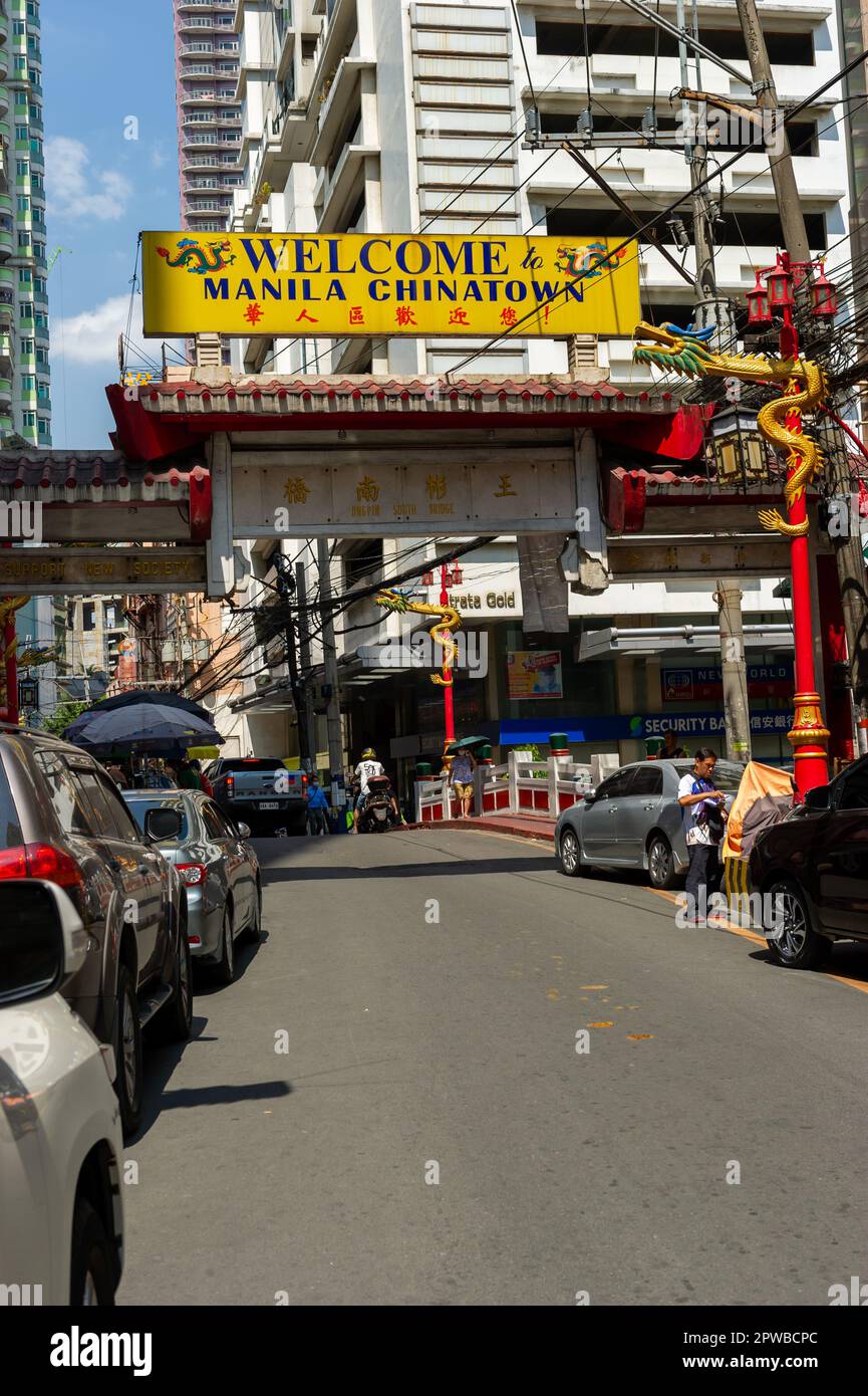 Welcome to Manila Chinatown sign, Manila, The Philippines Stock Photo ...