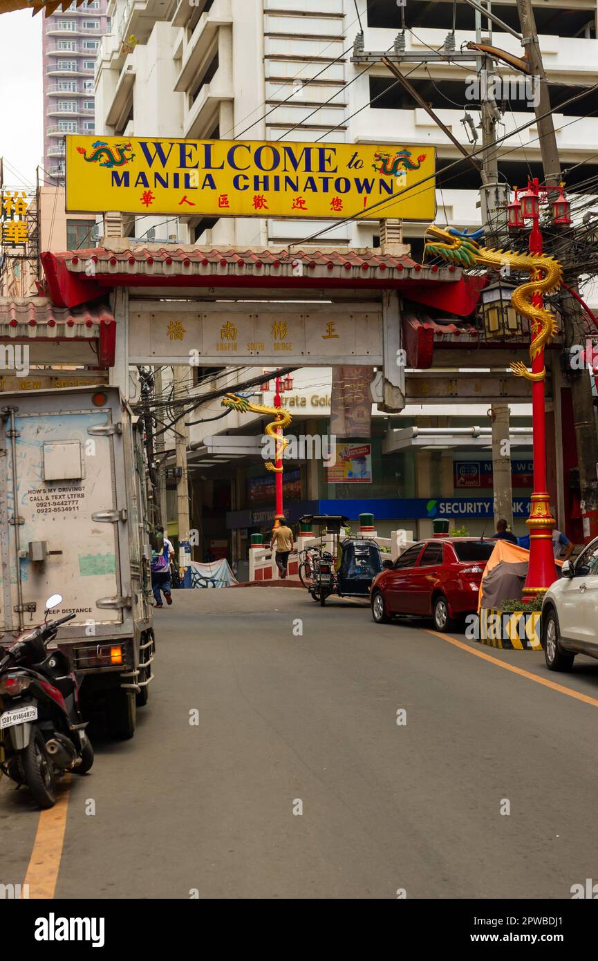 Welcome to Manila Chinatown sign, Manila, The Philippines Stock Photo ...