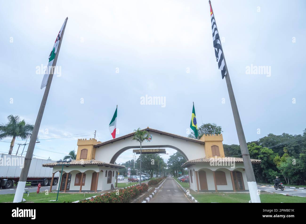 Vinhedo-sp,brazil-April 27,2023 Portal at the entrance of the city with ...
