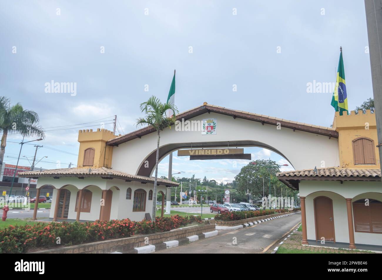 Vinhedo-sp,brazil-April 27,2023 Portal at the entrance of the city with ...
