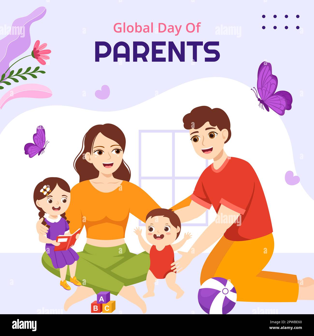 Global Day of Parents Social Media Background Illustration Cartoon Hand ...