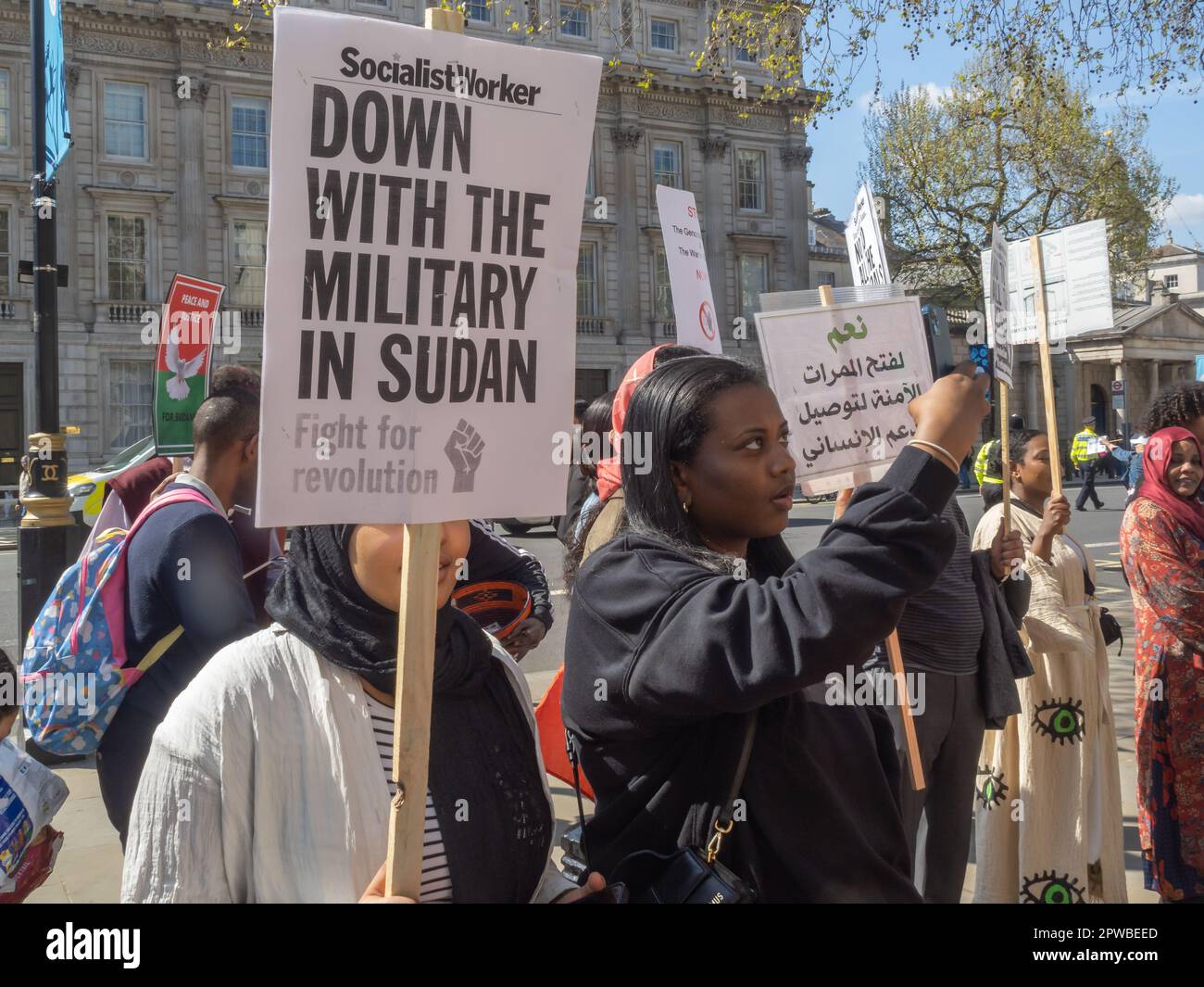 London, UK. 29 Apr 2023. The Sudanese Revolutionary Movement protest ...