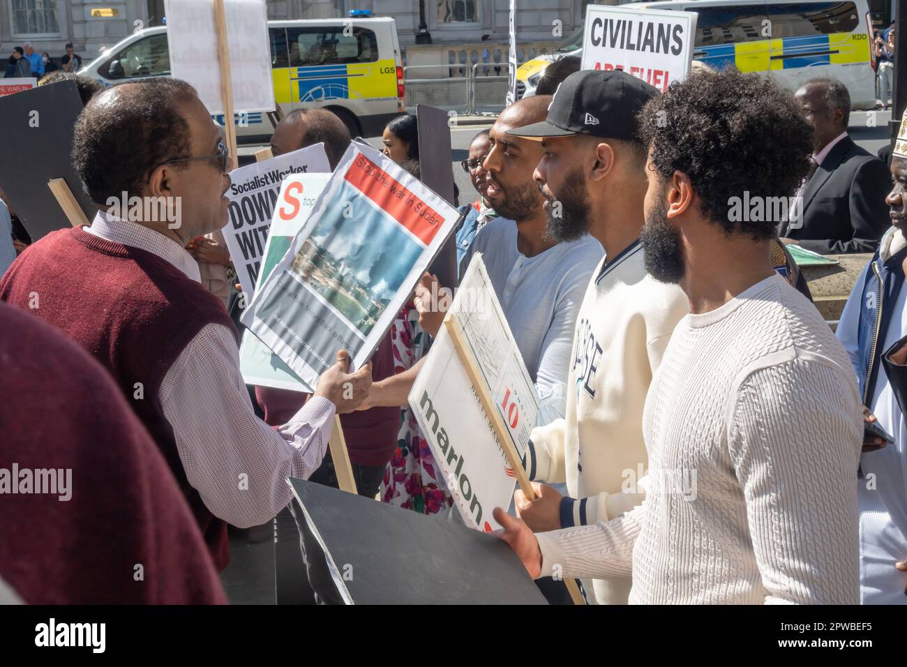 London, UK. 29 Apr 2023. The Sudanese Revolutionary Movement protest ...