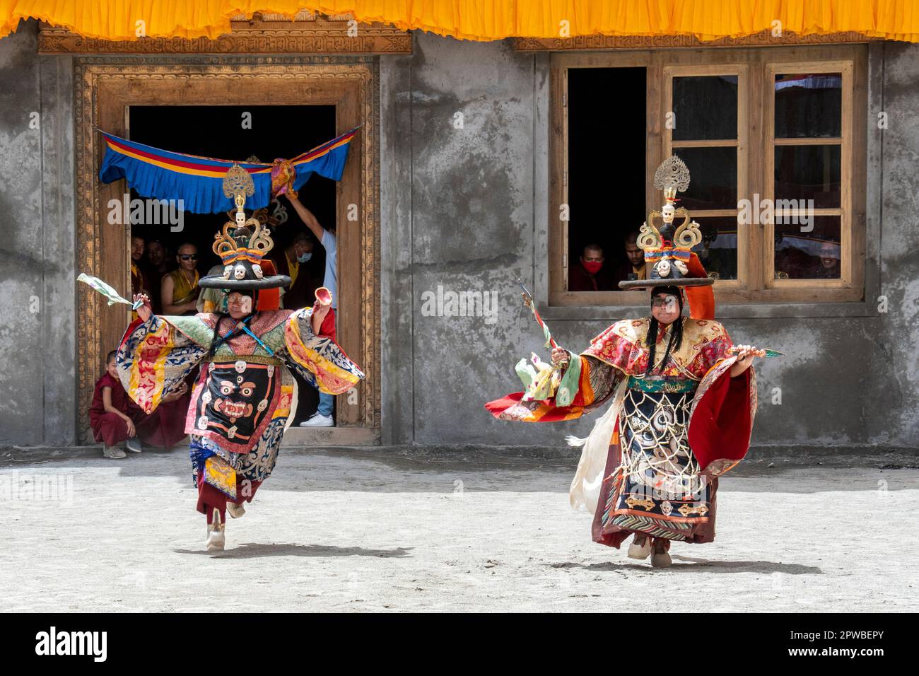 Monks dance at the Phyang Monastery Festival in Ladakh, India Stock ...