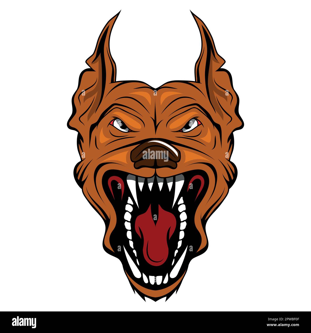An evil dog. Vector illustration of a pet Animal. Barking dog bares his ...