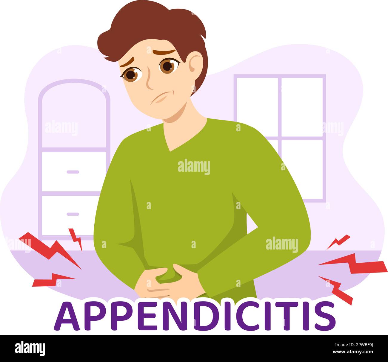Appendicitis Illustration with Inflammation of the Appendix and Stomach ...