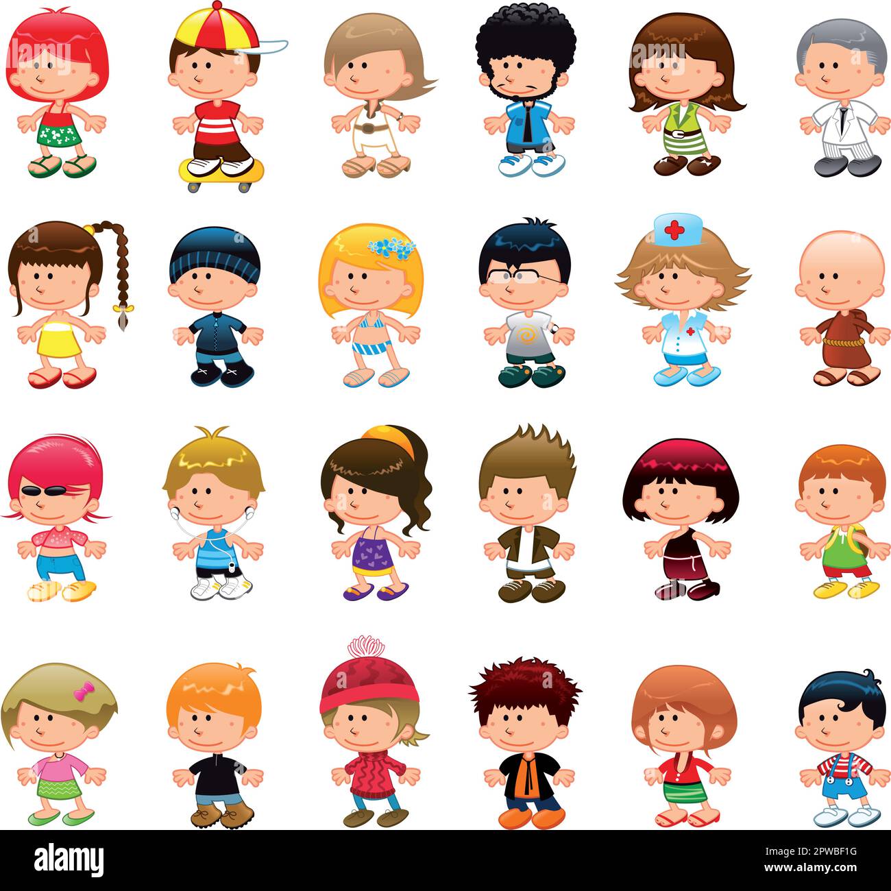 People: group of humans. Funny cartoon and vector illustration Stock ...