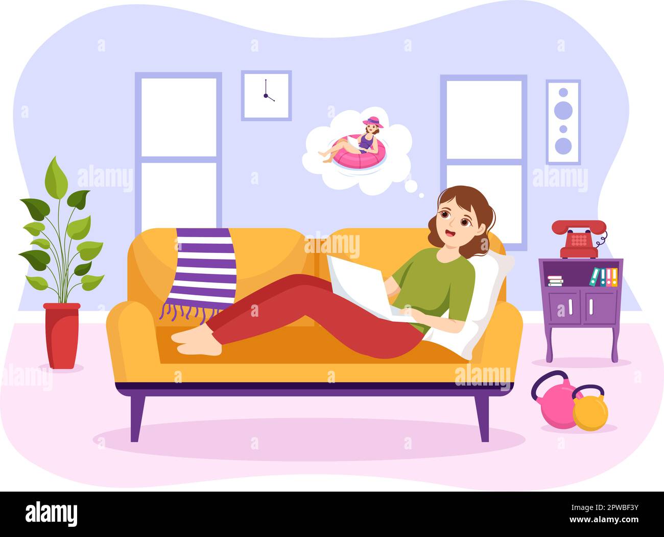 People Daydreaming Illustration with Imagining and Fantasizing in ...