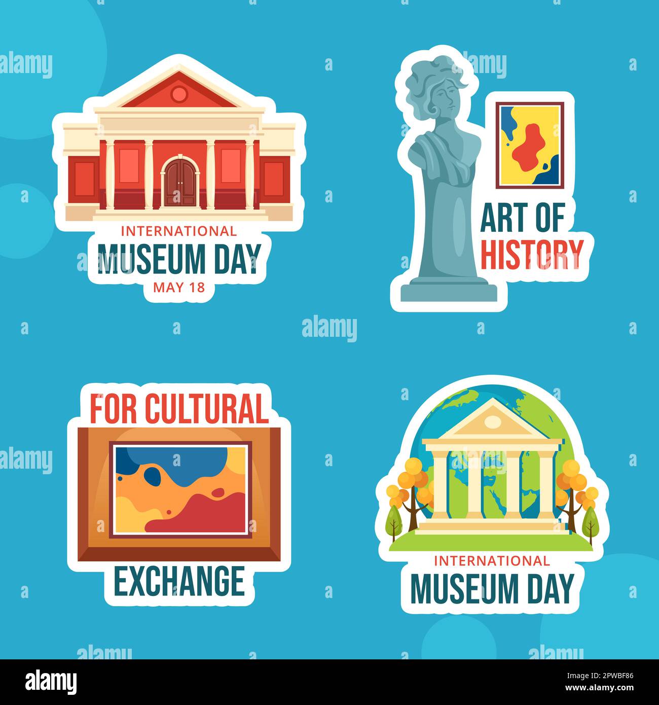 International Museum Day Label Flat Cartoon Hand Drawn Templates ...