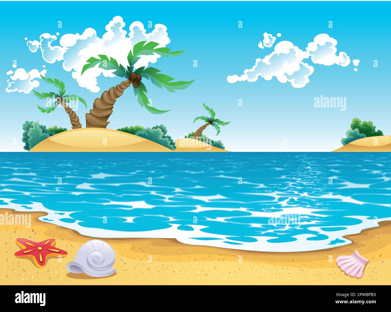 Cartoon seascape - funny vector illustration Stock Vector Image & Art ...