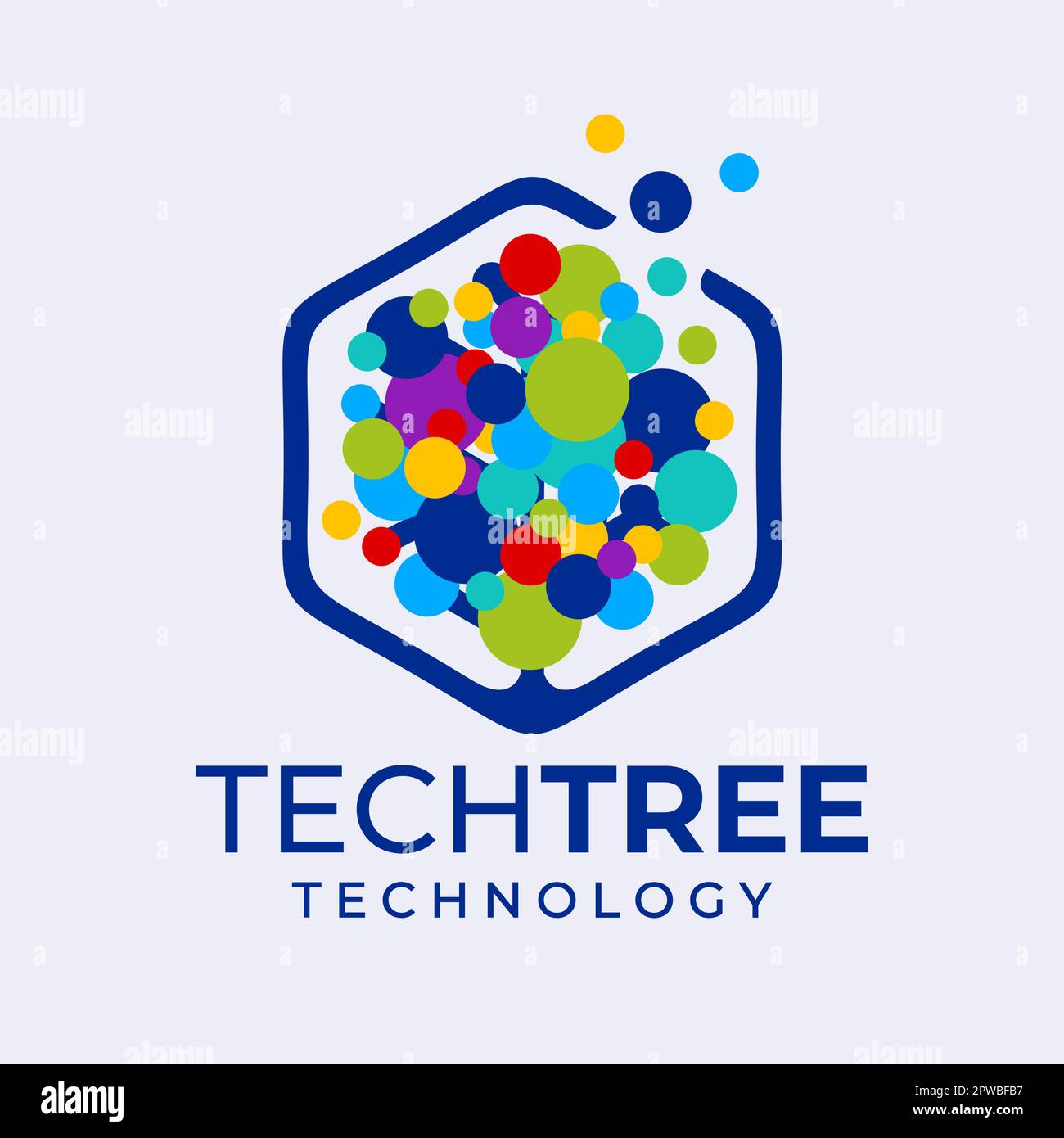 Colorful technology tree abstract logo design vector. Modern digital ...